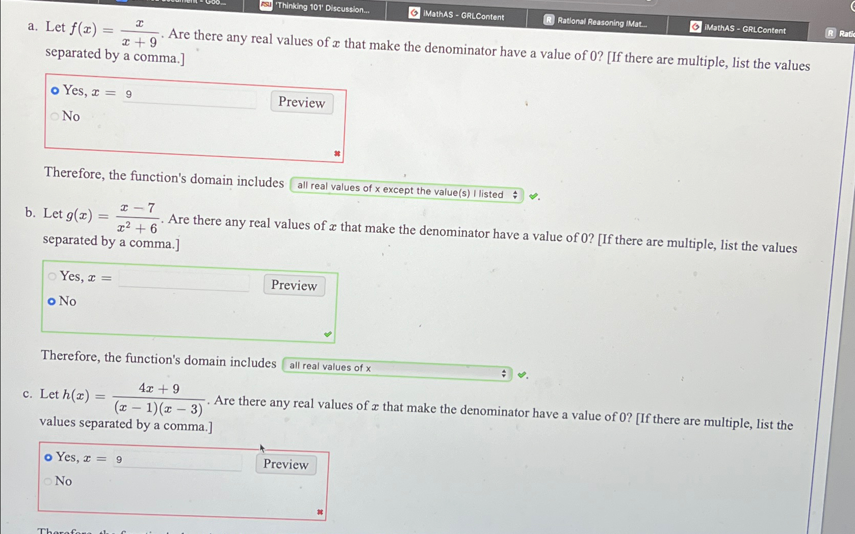 Solved a. ﻿Let f(x)=xx+9. ﻿Are there any real values of x | Chegg.com