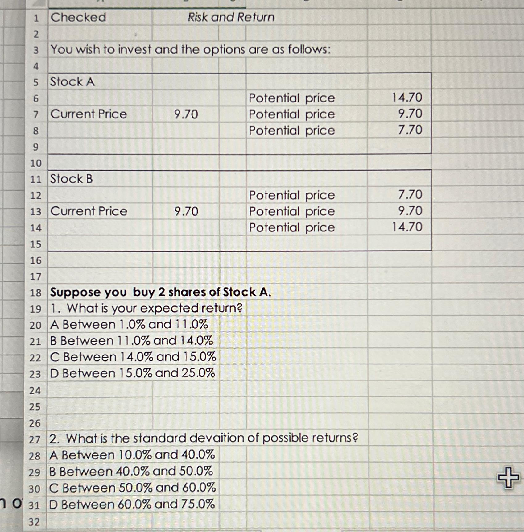 Solved \table[[Checked , ﻿Risk and Return]]You wish to | Chegg.com