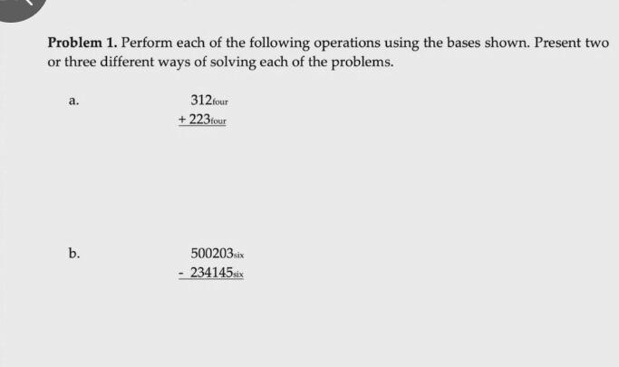 Solved Problem 1. Perform each of the following operations | Chegg.com