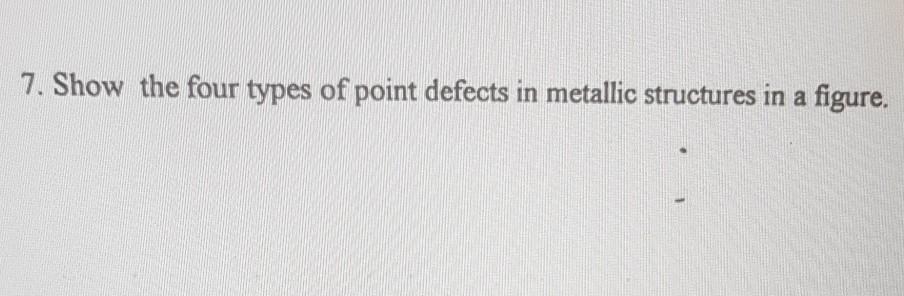 Solved 7. Show the four types of point defects in metallic | Chegg.com