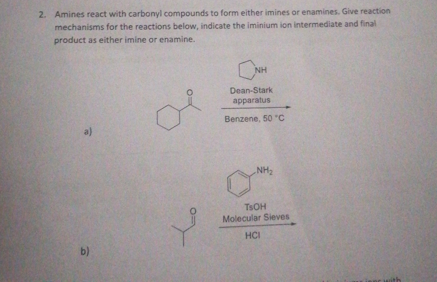 Solved Amines react with carbonyl compounds to form either | Chegg.com