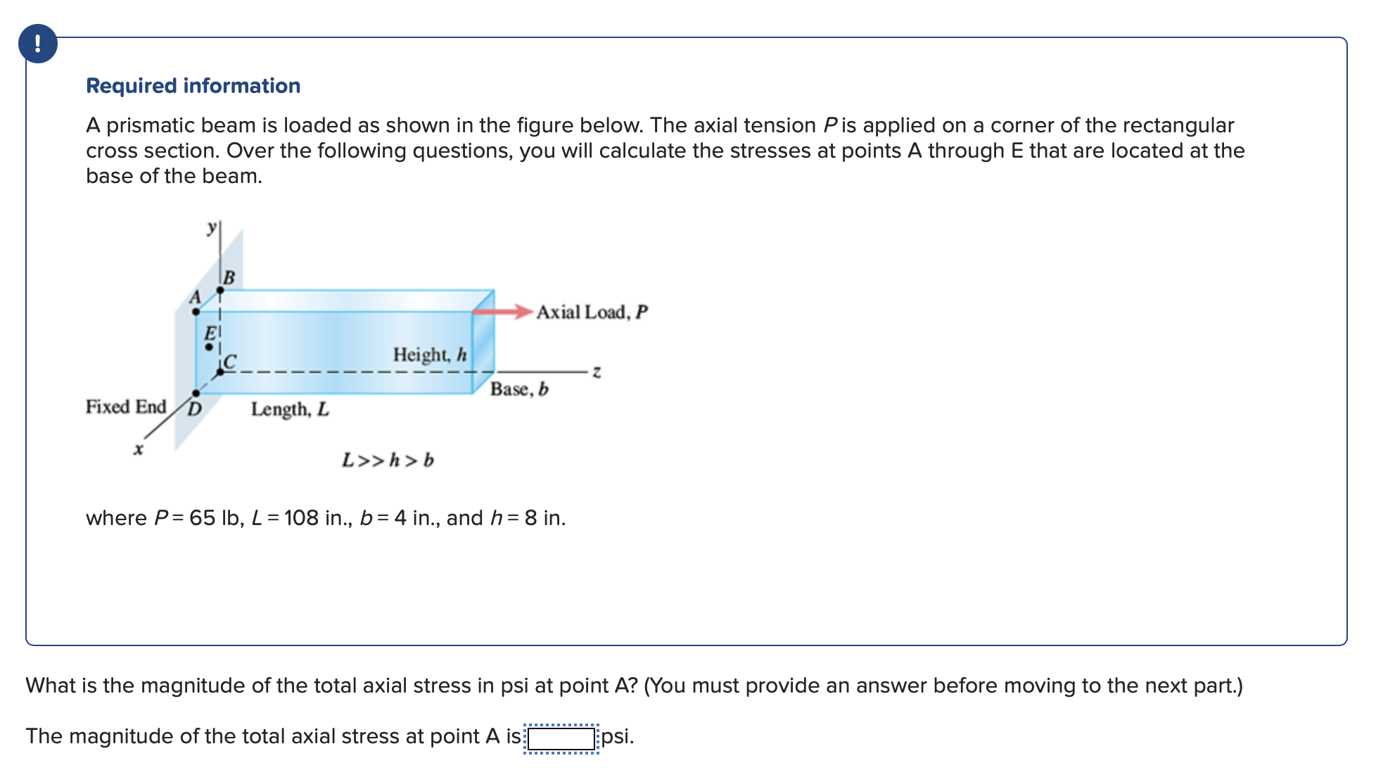 Solved Required informationA prismatic beam is loaded as | Chegg.com