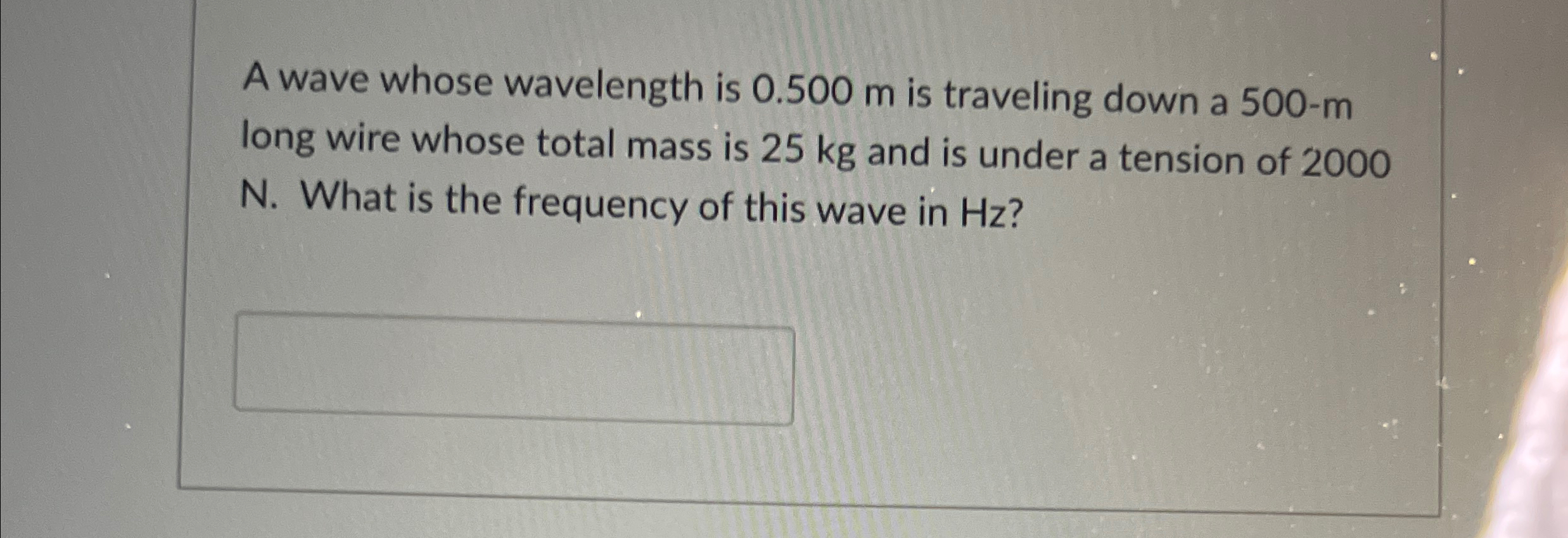 Solved A wave whose wavelength is 0.500m ﻿is traveling down | Chegg.com