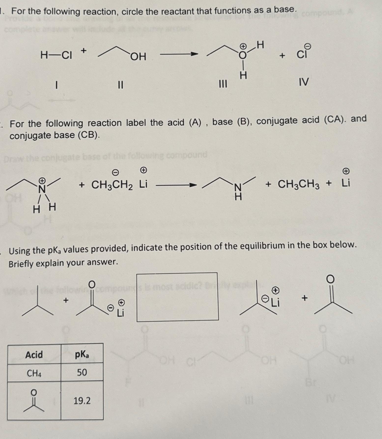 Solved For the following reaction, circle the reactant that | Chegg.com