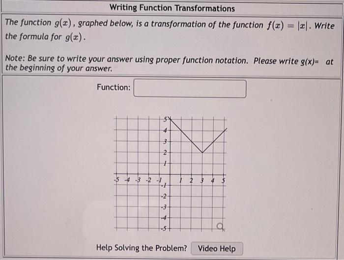 Solved Writing Function Transformations The Function G X