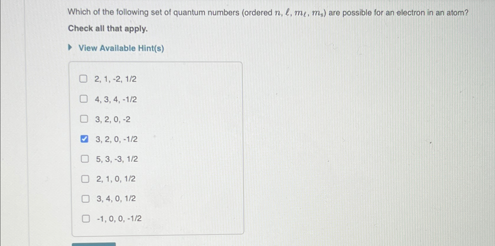 Solved Which of the following set of quantum numbers | Chegg.com