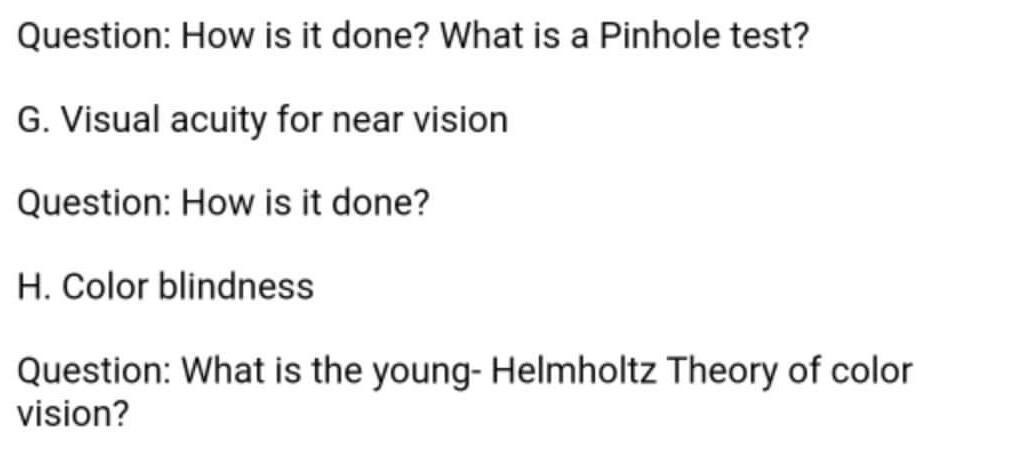 Question: How is it done? What is a Pinhole test? G. | Chegg.com