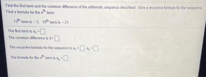 Solved Find the first term and the common difference of the | Chegg.com