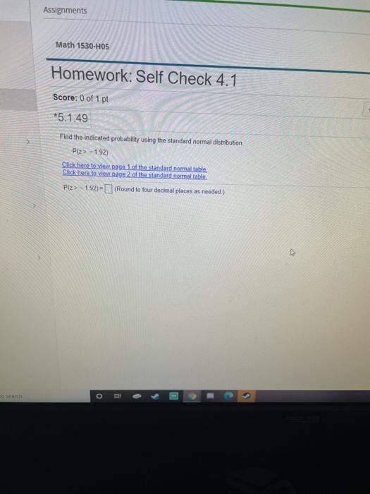 Solved Assignments Math 1530-H05 Homework: Self Check 4.1 | Chegg.com
