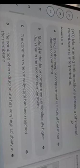 (YR) Maintaining sink conditions across a diffusional | Chegg.com
