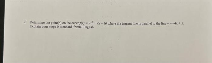 Solved 2. Determine the point (s) on the curve | Chegg.com