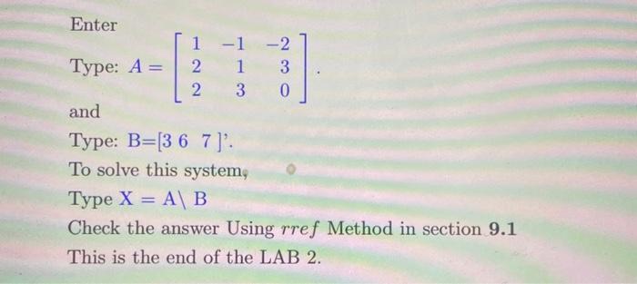 Solved this is a matlab course with linear algebra how do I | Chegg.com