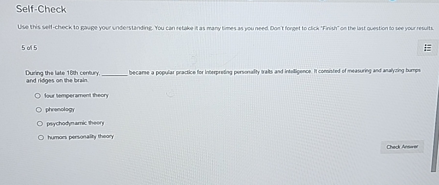 Solved Self-CheckUse this self-check to gauge your | Chegg.com