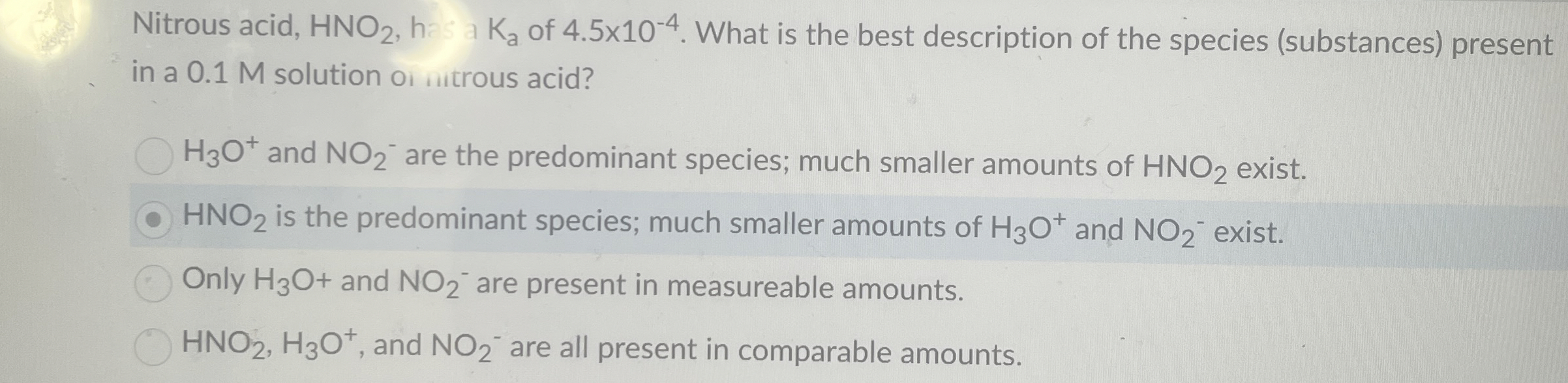 Solved Which pair of substances could make a buffer | Chegg.com