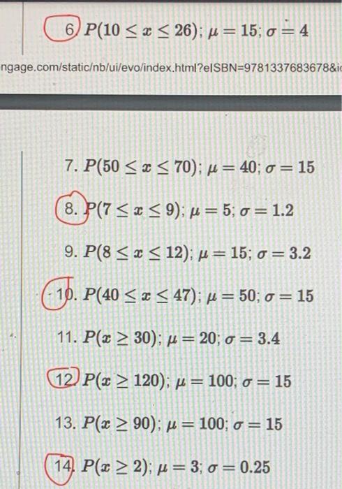 Solved P(10≤x≤26);μ=15;σ=4 | Chegg.com