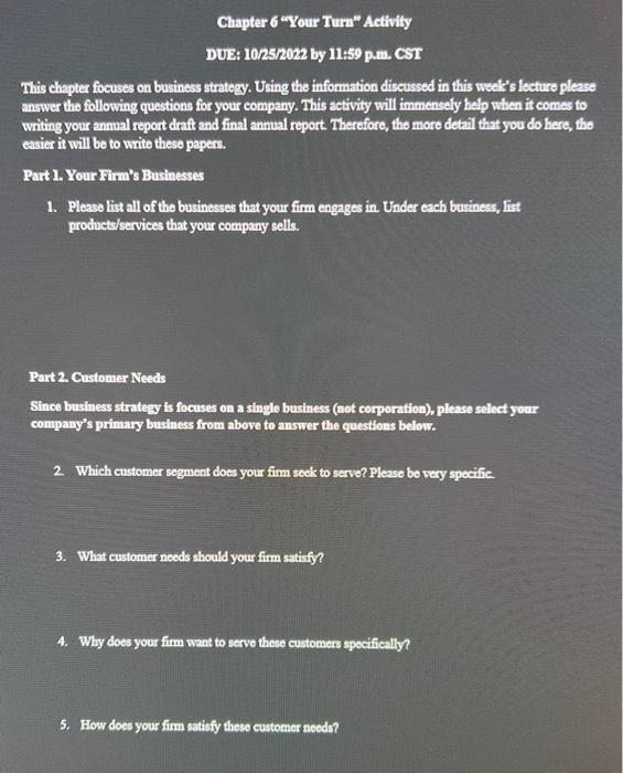 Solved Chapter 6 "Your Turn" Activity DUE: 102532022 by | Chegg.com