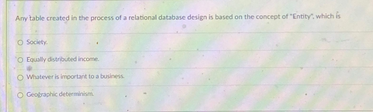Solved Any table created in the process of a relational | Chegg.com