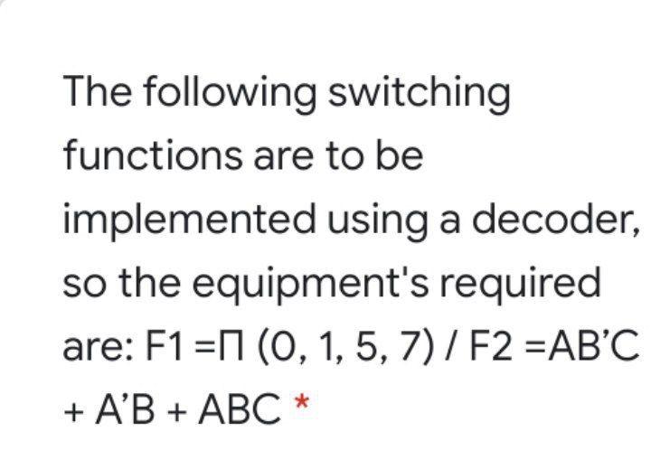 Solved The following switching functions are to be | Chegg.com