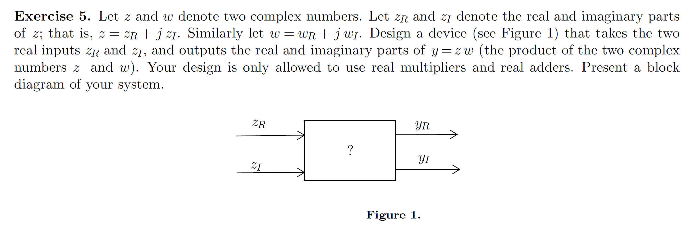 Solved Exercise 5. ﻿Let z ﻿and w ﻿denote two complex | Chegg.com