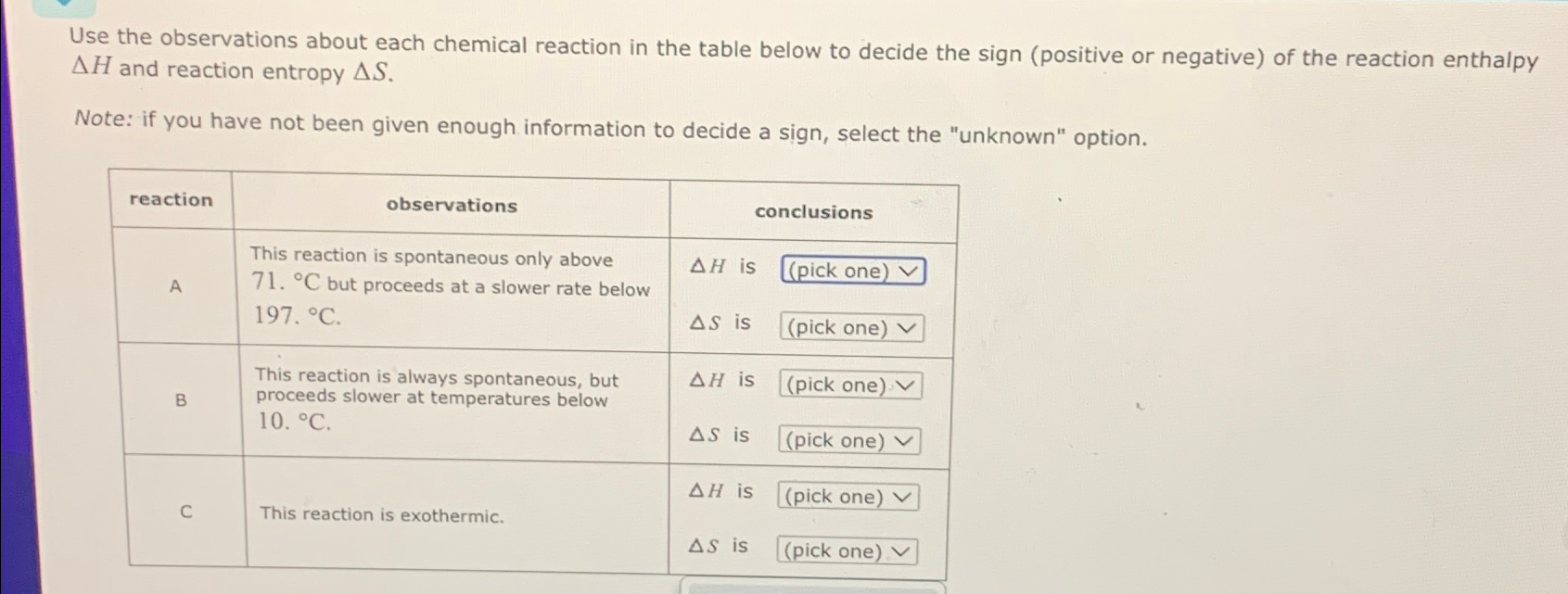 Use the observations about each chemical reaction in | Chegg.com