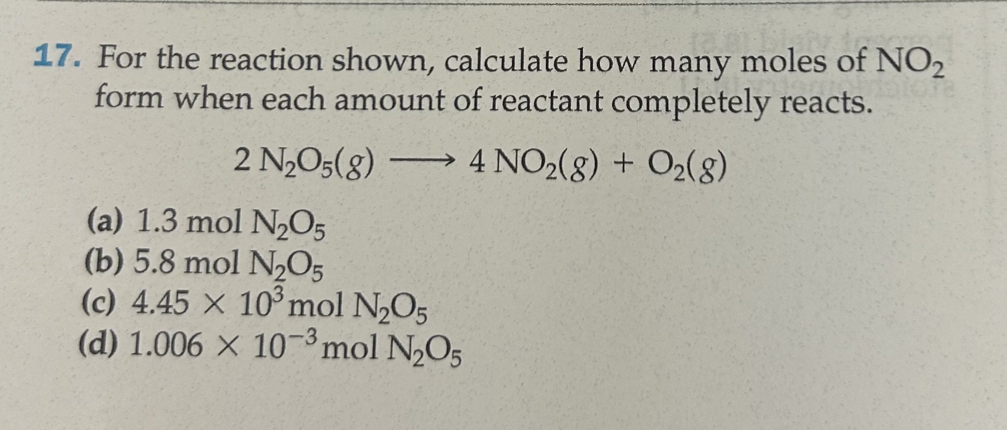 Solved For the reaction shown, calculate how many moles of | Chegg.com