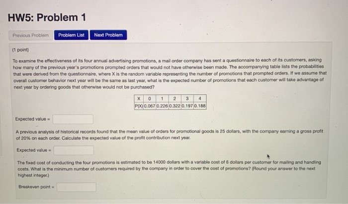 Solved HW5: Problem 1 Previous Problem Problem List Next | Chegg.com