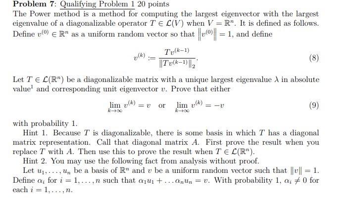 Solved Problem 7: Qualifying Problem 120 ﻿pointsThe Power | Chegg.com