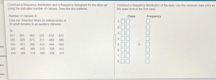 Solved Construct a frequency distribution and a frequency | Chegg.com