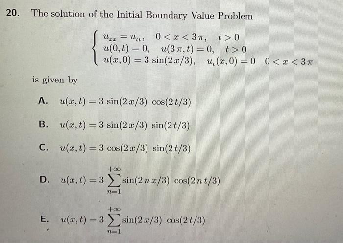 Solved The solution of the Initial Boundary Value Problem | Chegg.com