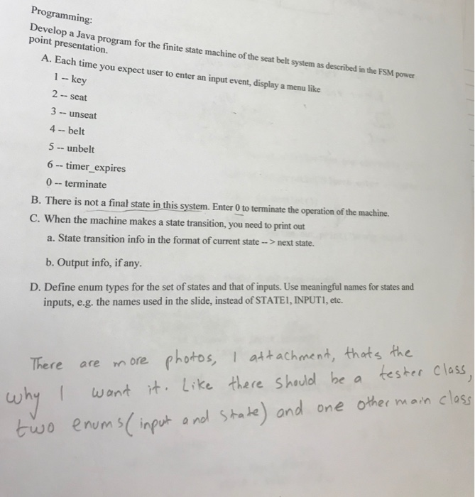 Programming: Develop a Java program for the finite | Chegg.com