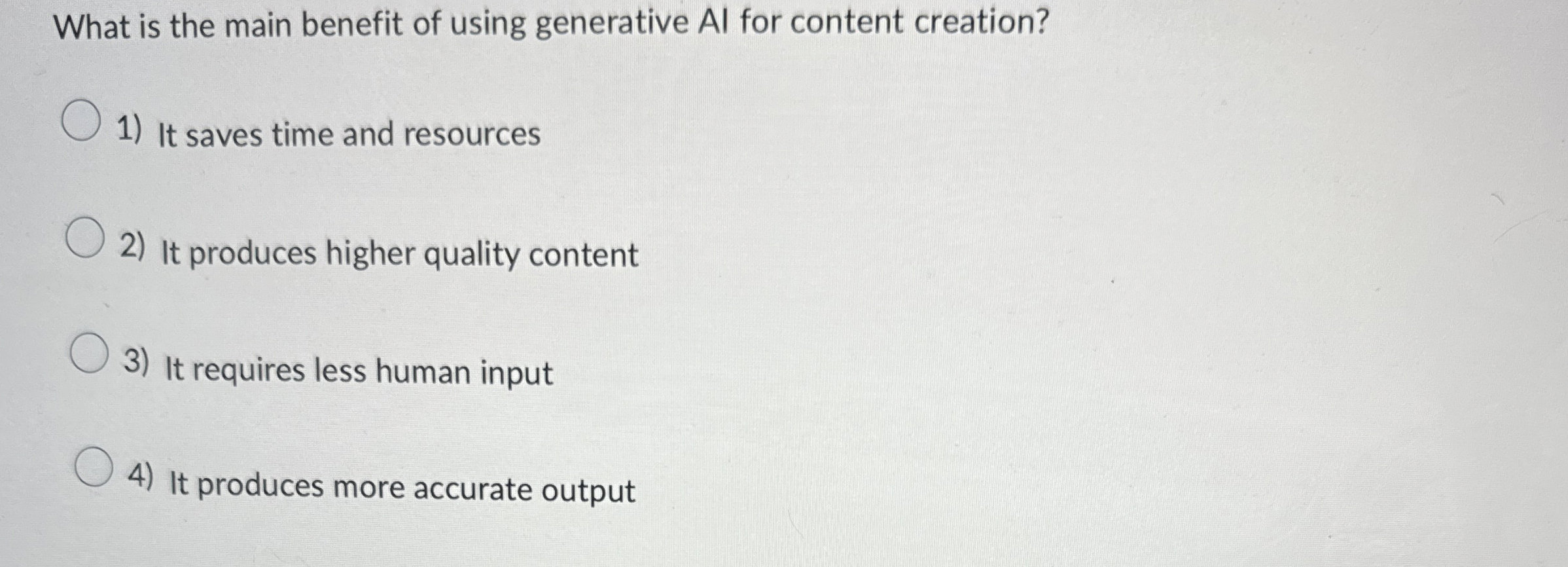 Solved What is the main benefit of using generative Al for | Chegg.com