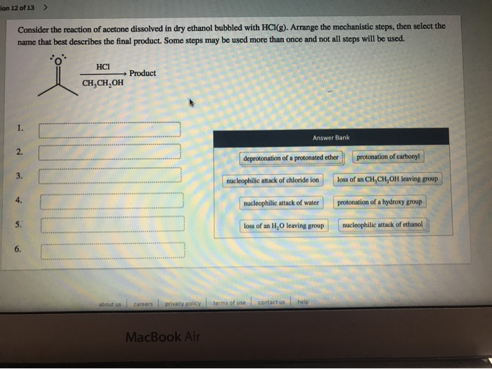 Solved Consider the reaction of acetone dissolved in dry | Chegg.com