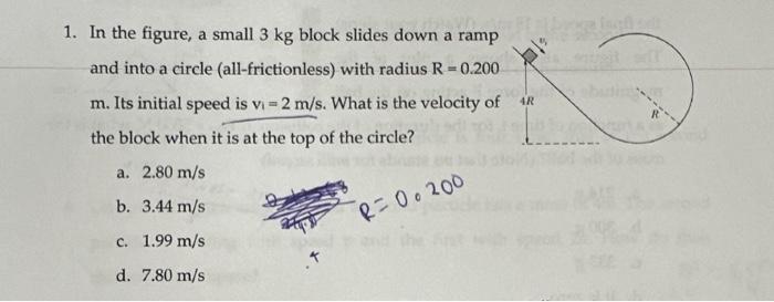 Solved 1. In the figure, a small 3 kg block slides down a | Chegg.com