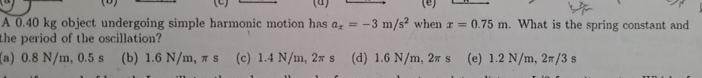 Solved A 0.40kg ﻿object undergoing simple harmonic motion | Chegg.com