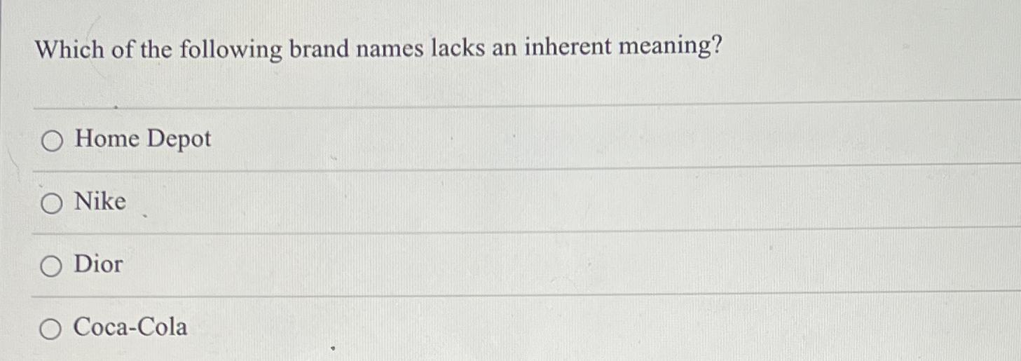 Solved Which of the following brand names lacks an inherent | Chegg.com
