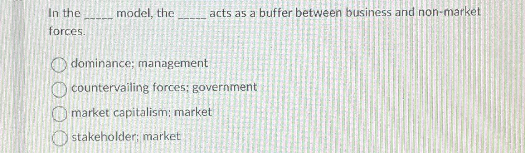 Solved In the model, the acts as a buffer between business | Chegg.com