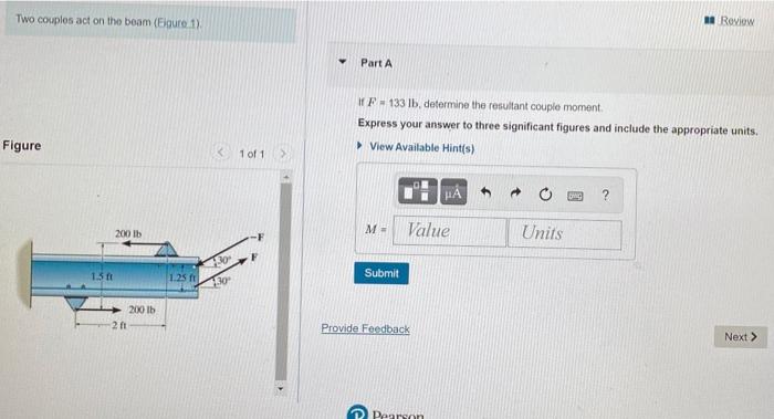 Solved Two couples act on the beam (Elgure 1) A Roviow Y | Chegg.com