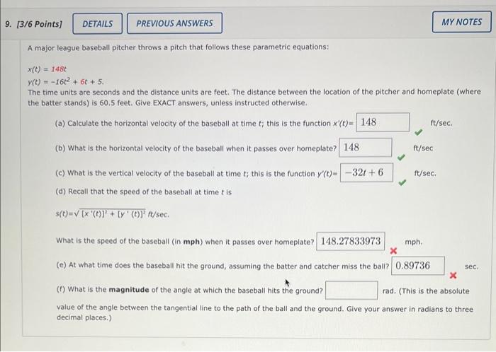 Solved A major league baseball pitcher throws a pitch that | Chegg.com