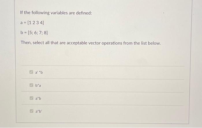 Solved If the following variables are defined: | Chegg.com
