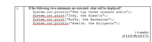 Solved 1 If the following Java statements are executed, what | Chegg.com