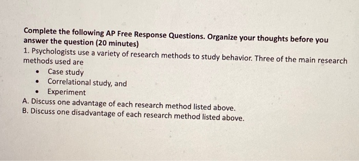 Solved Complete the following AP Free Response Questions. | Chegg.com