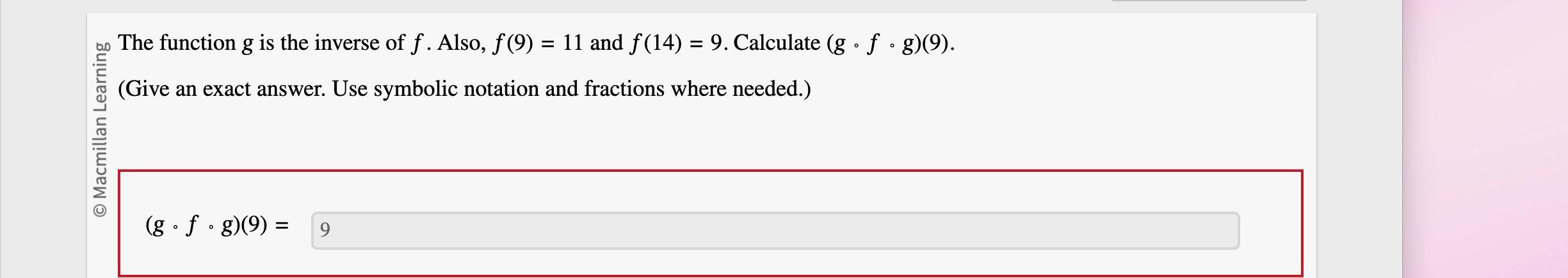 Solved ?∞ ﻿The function g ﻿is the inverse of f. ﻿Also, | Chegg.com