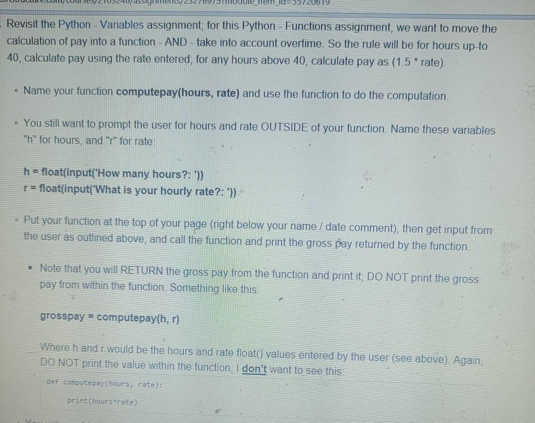 Solved 120619 Revisit the Python - Variables assignment for | Chegg.com