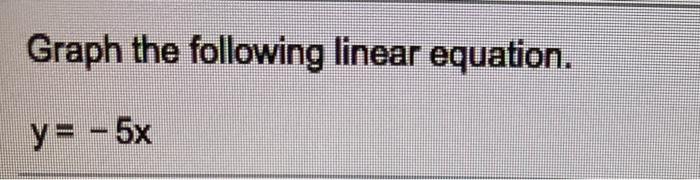 Solved Graph the following linear equation. y= - 5x | Chegg.com