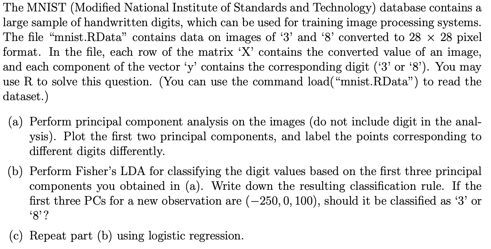 Solved The MNIST (Modified National Institute of Standards | Chegg.com