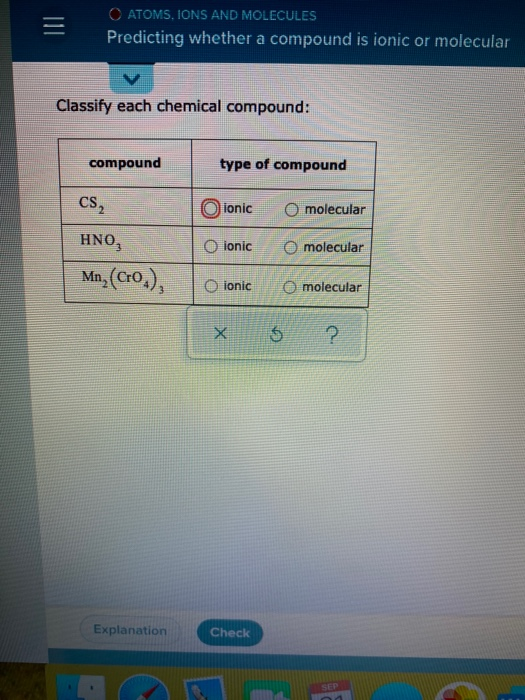 Solved O ATOMS, IONS AND MOLECULES Predicting whether a | Chegg.com