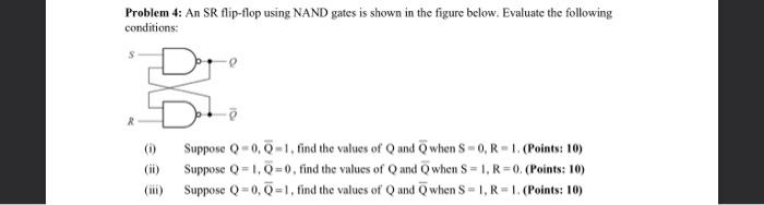 Solved Problem 4: An SR flip-flop using NAND gates is shown | Chegg.com