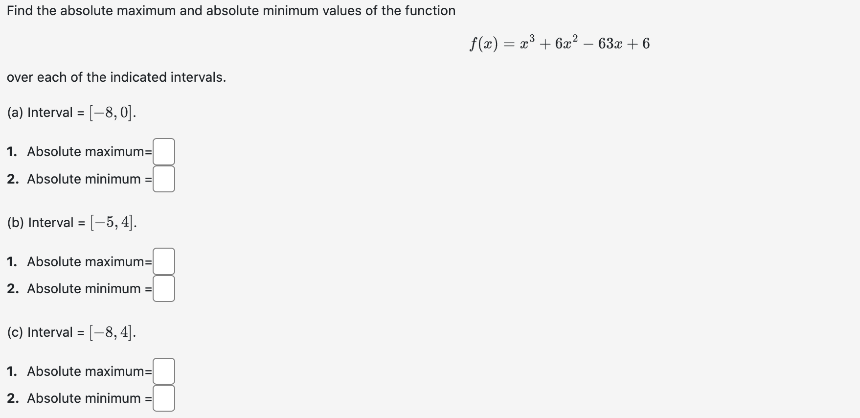 Solved Find the absolute maximum and absolute minimum values | Chegg.com
