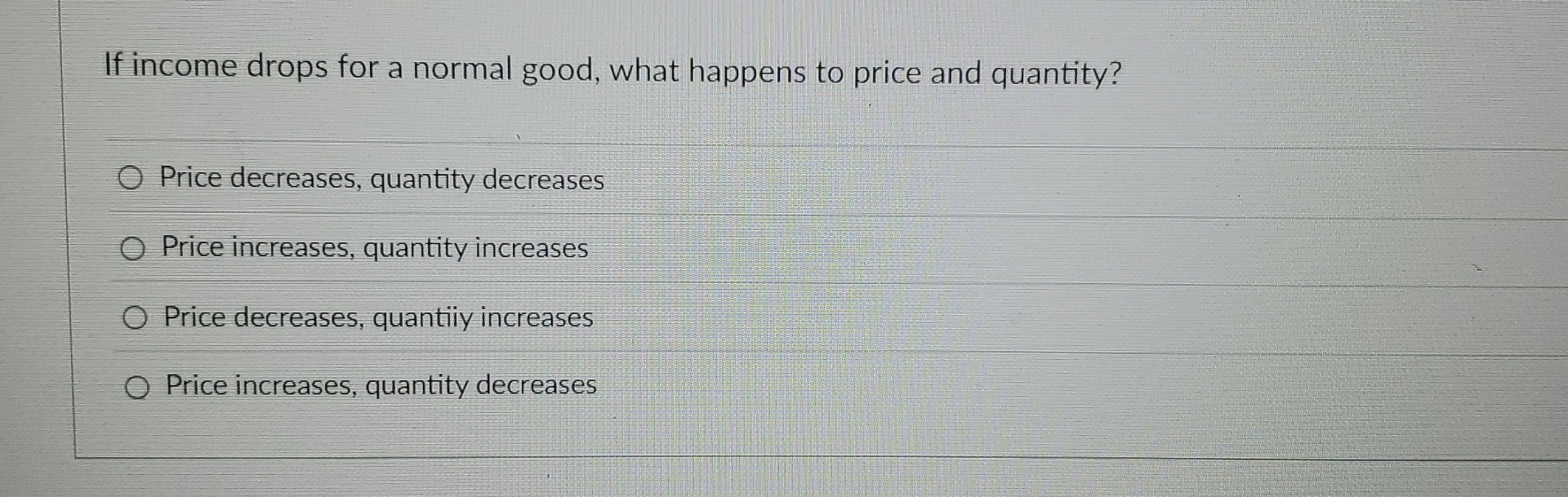 Solved If income drops for a normal good, what happens to | Chegg.com