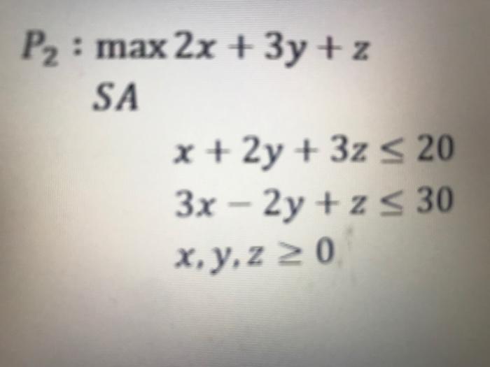 Solved Determine the optimal solution for the P2 problem. | Chegg.com